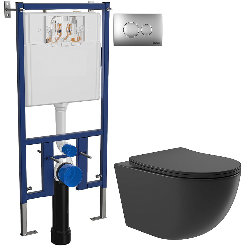 Унитаз подвесной Aqueduto Ovo OVO0140 с инсталляцией Diwo 4501, с кнопкой хром 7311 Артикул: 00 ...