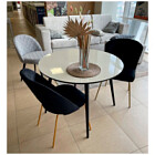 Стол обеденный круглый 100 см HPL белый мрамор, черный Смит - купить за ...